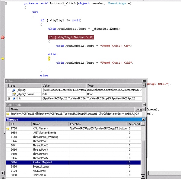 Debugging the virtual FlexPendant